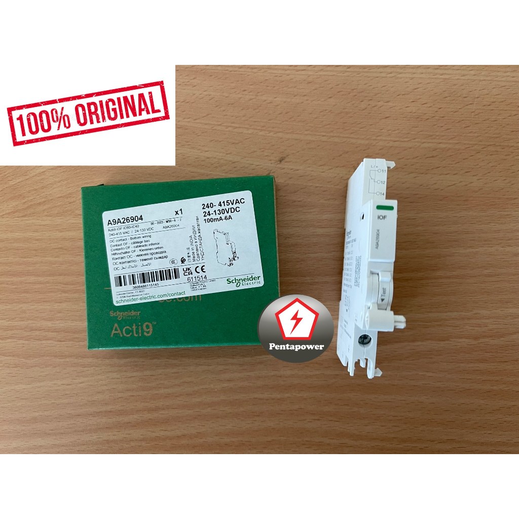 SCHNEIDER A9A26904 Auxiliary contact, Acti9 A9A, iOF, 1 C/O, 100mA to ...