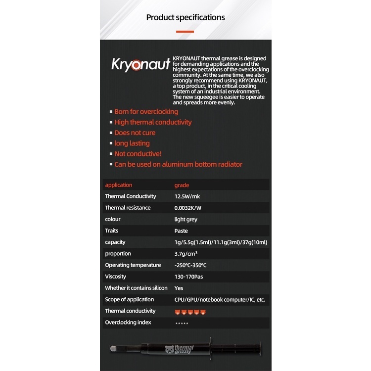 Ready stock! Thermal Grizzly Kryonaut Extreme High Performance Thermal ...
