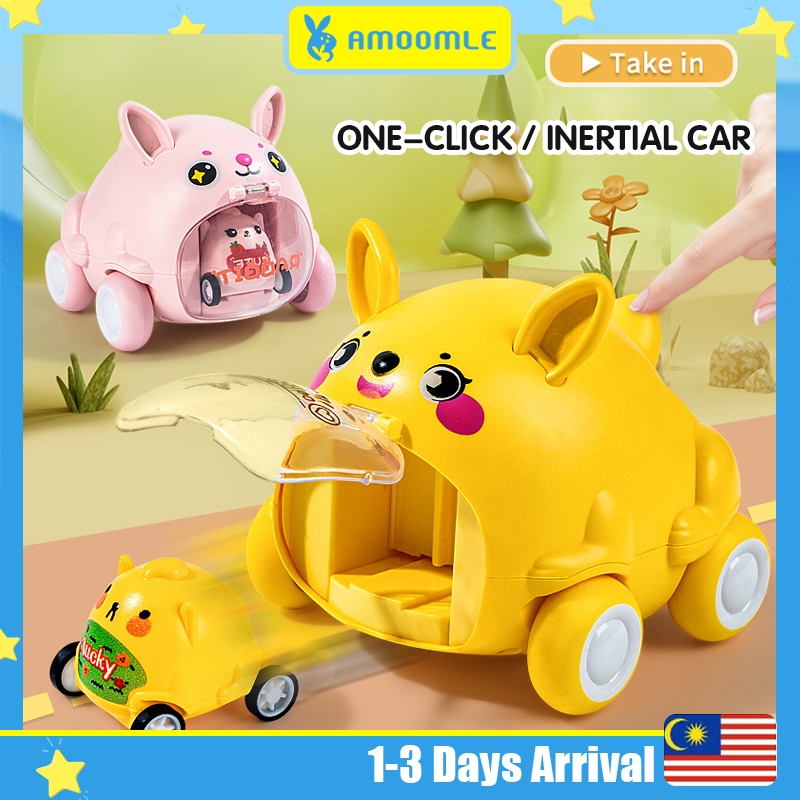 Baby Car Toy Inertial One-click Ejection Running Car Toy Cute Cartoon ...