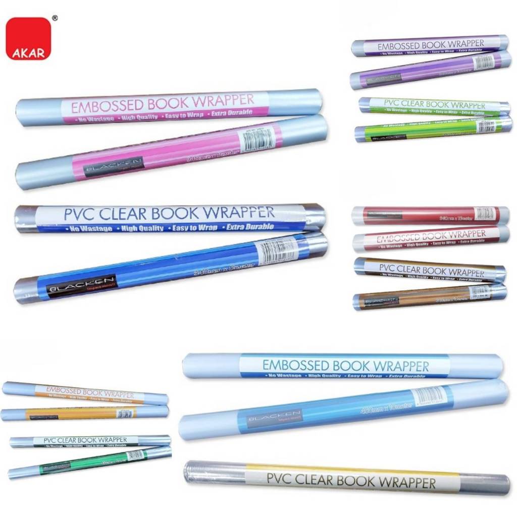 Blacken PVC Pembalut Buku Book Cover Clear Book Wrapper 34CM / 45CM ...