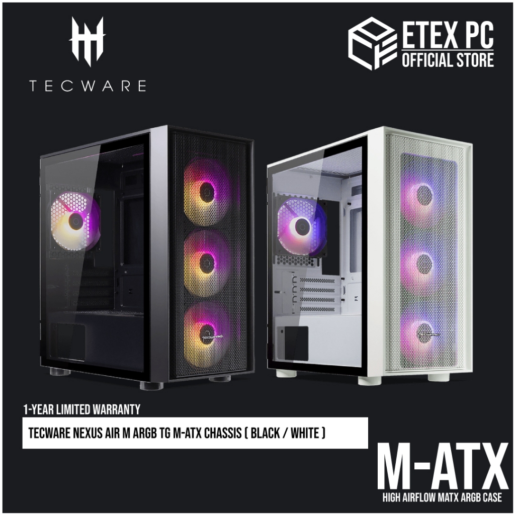 Tecware Nexus Air M ARGB TG M-ATX Chassis - Black / White # TWCA-NEXAMA ...