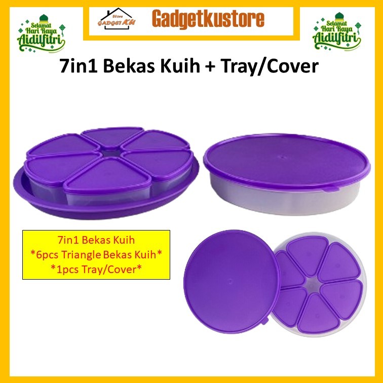 7 in 1 Bekas Kuih Raya with Tray/ Cover Tupperware Bekas Kuih Raya ...