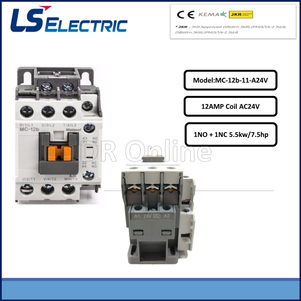 LS AC METASOL CONTACTOR, 5.5KW/7.5HP ~ 12A ~ 1NO+1NC ~ 110VAC,24VAC ...