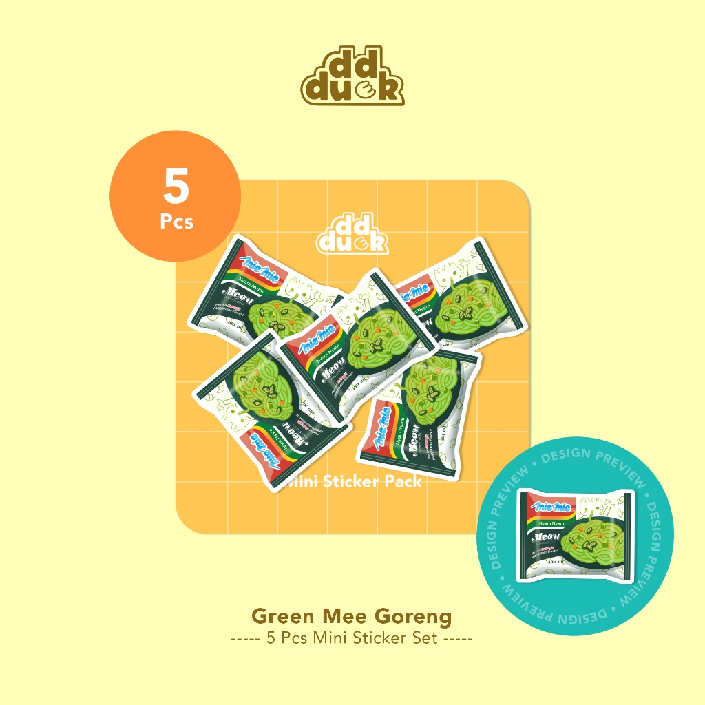 Green Meow Mee Goreng Mini Sticker Set | PP Sticker Material ...