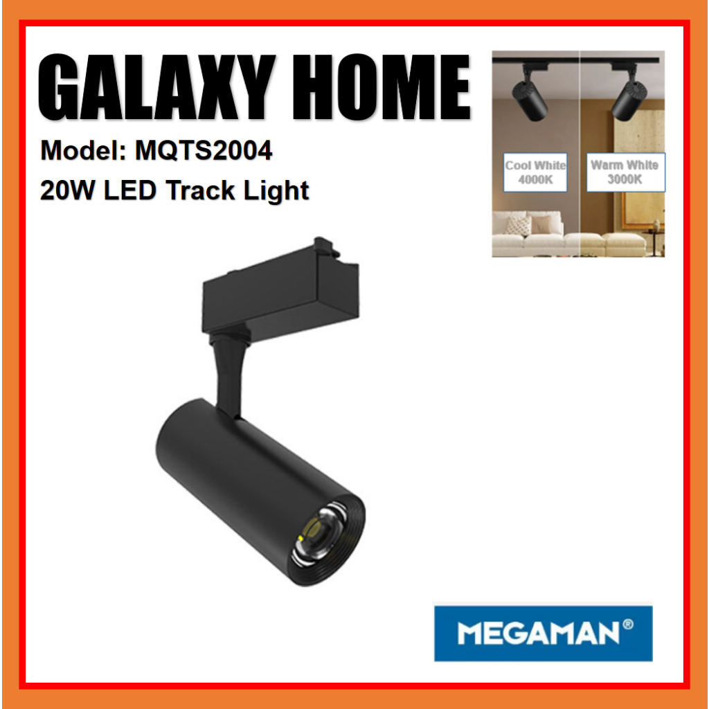 MEGAMAN MQTS2004 20W LED TRACK LIGHT - Cool White / Warm White | Shopee ...