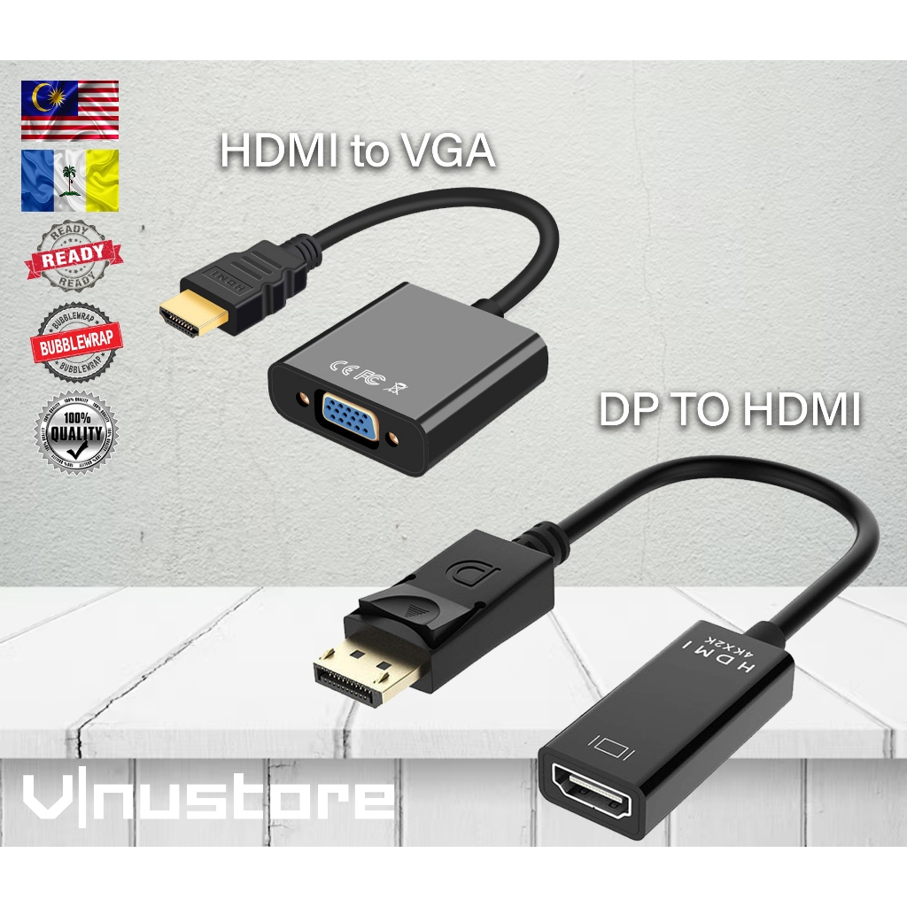 HDMI TO VGA / DP TO HDMI Converter Adapter Video Audio Input Output ...
