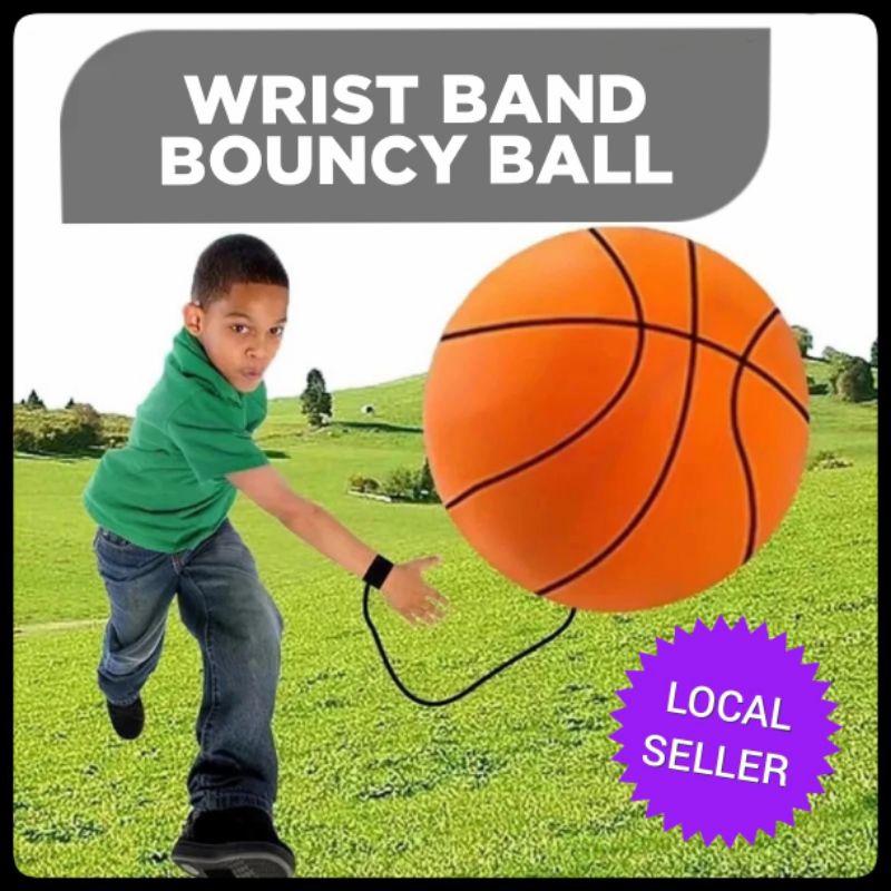 🔥 Stress Relief Bouncy Wrist Band Ball Rubber Basketball with Wrist ...