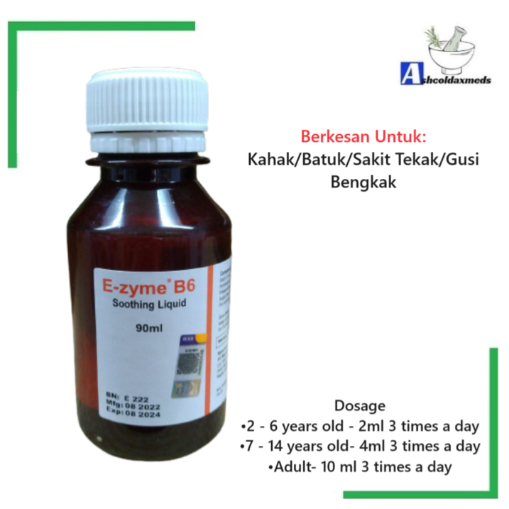 E-ZYME B6 SOOTHING LIQUID 90ML (Mucolix/Beazyme) | Shopee Malaysia