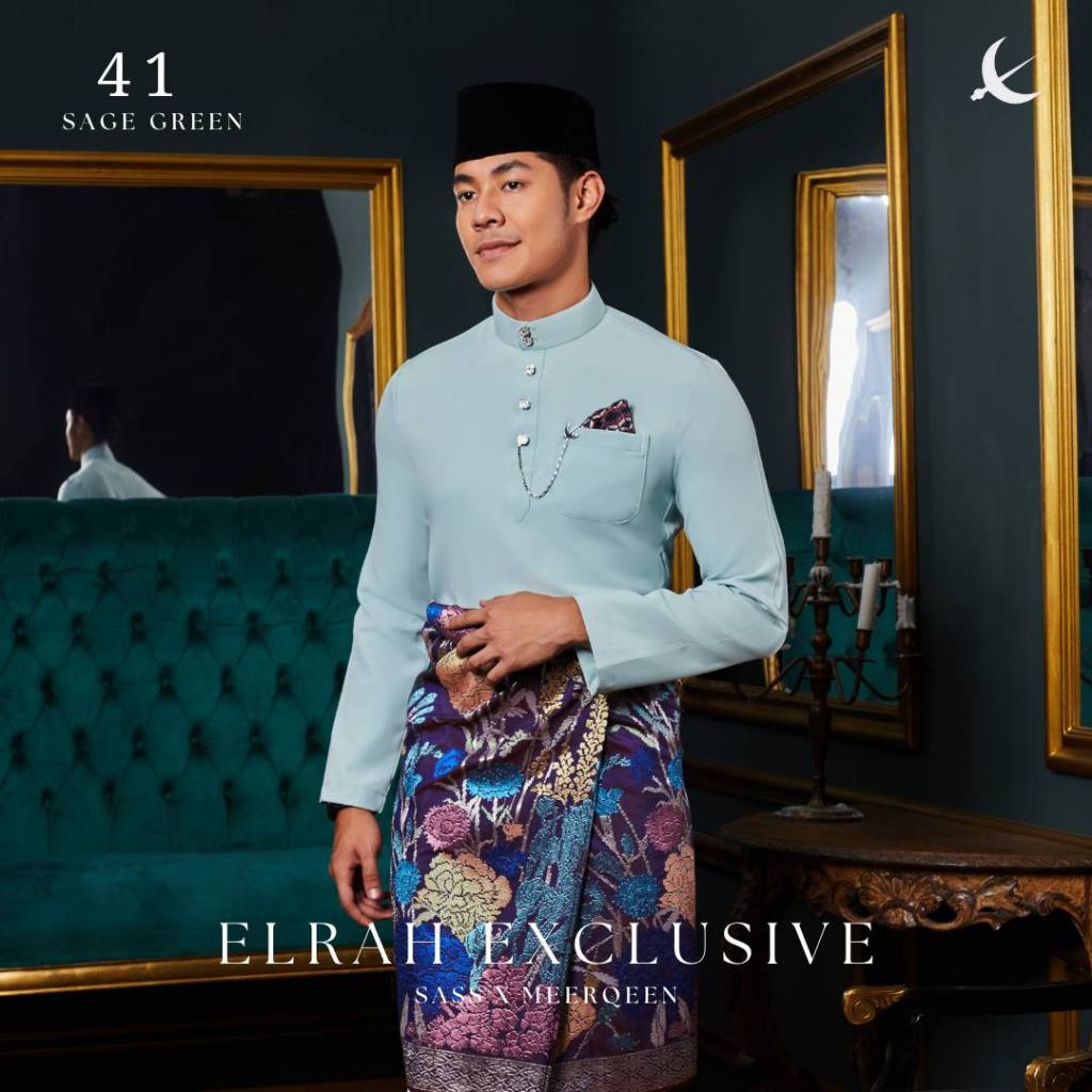 BAJU MELAYU SAGE GREEN (41) ELRAH EXCLUSIVE ULTIMATE 2.0 | Shopee Malaysia