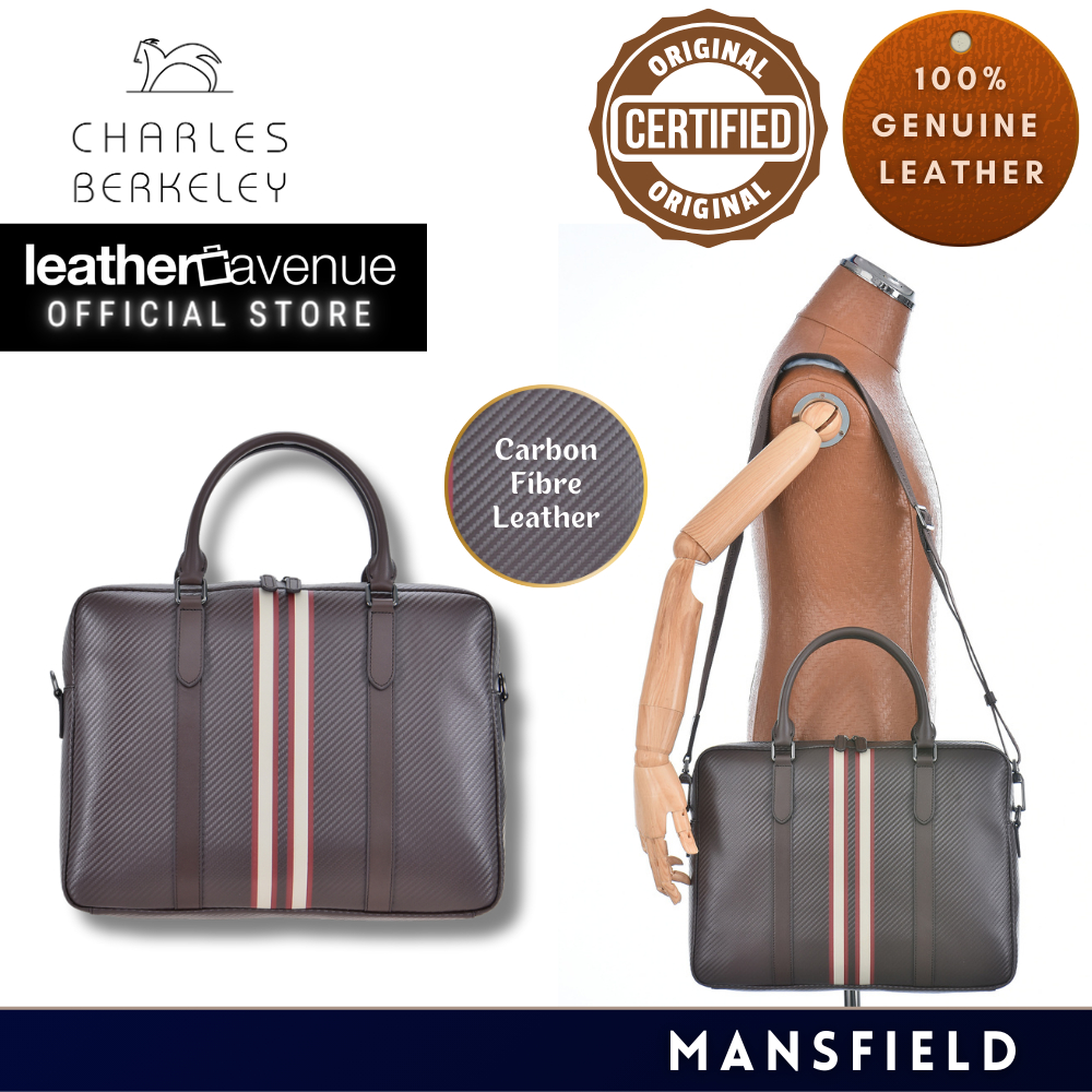 Charles Berkeley Mansfield-EX Carbon Fibre Brown Leather Men's Leather ...