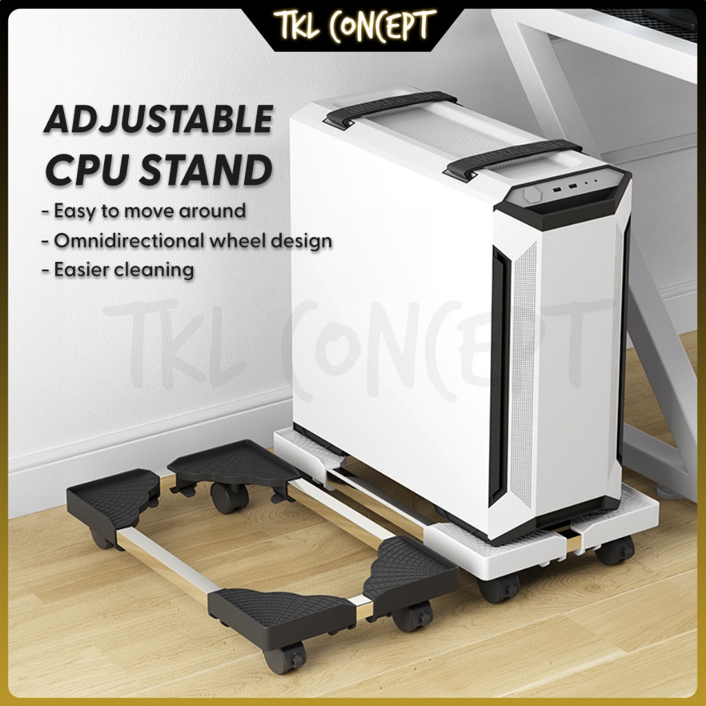 【TKL】Adjustable CPU Stand Wheel Roda 360 Rotating PC Tray Desktop Rack ...