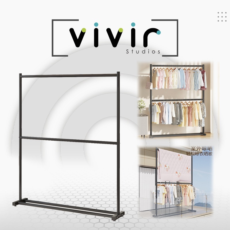 VIVIR Clothes Rack Double Layer Rack Single Pole Strong Steel Laundry ...