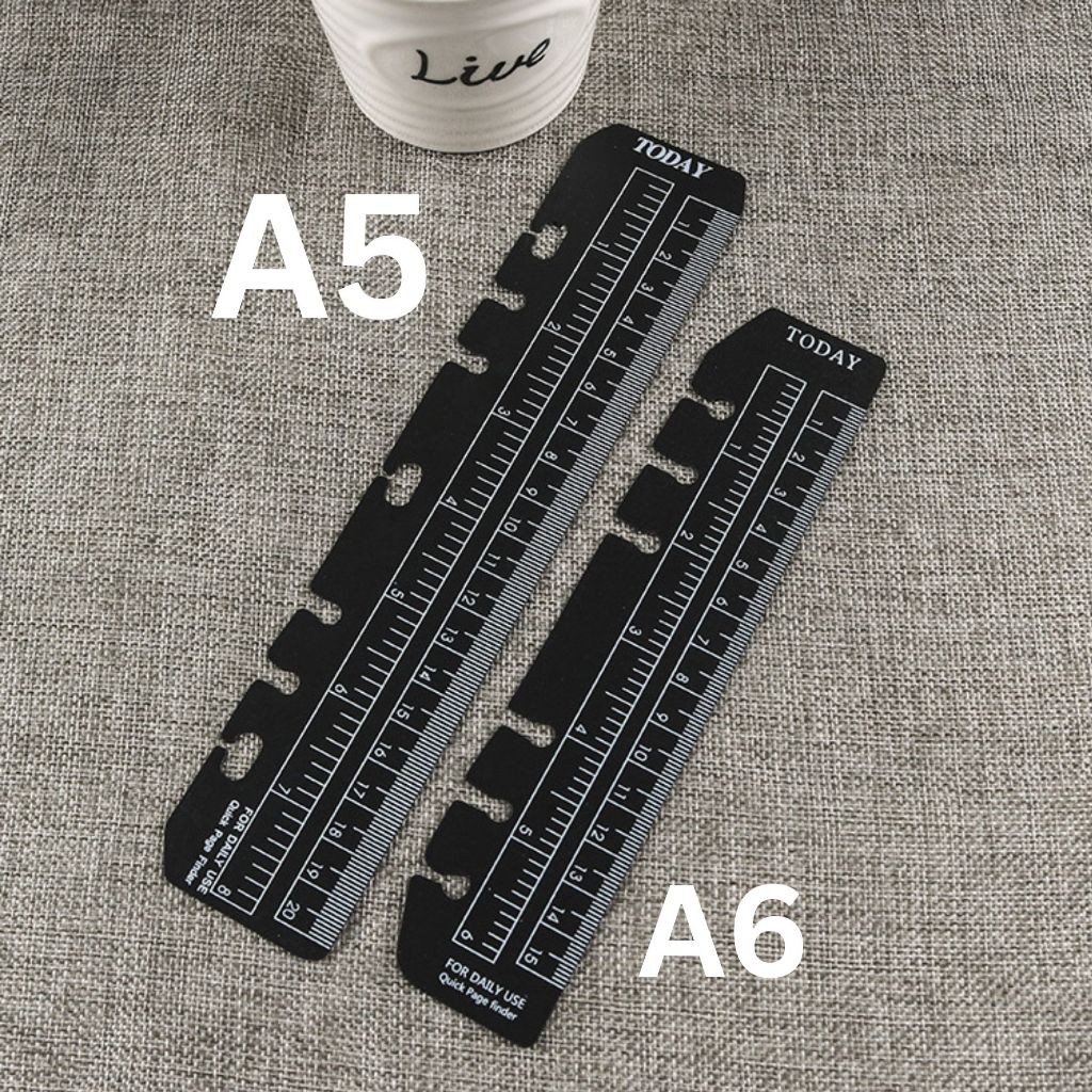 A5 A6 6hole Organizer Ruler Black Plastic waterproof Book marker ...