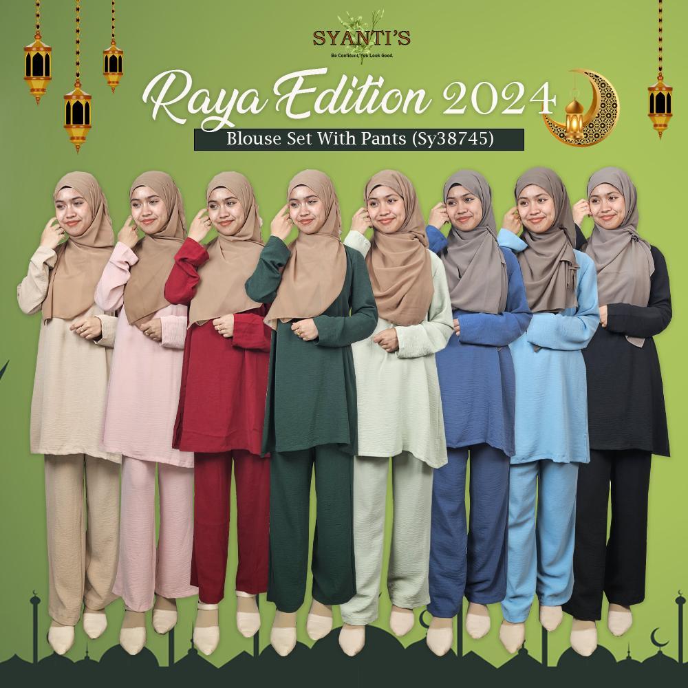 Syanti's Raya Edition Blouse Women Set With Pants (Sy38745) | Shopee ...