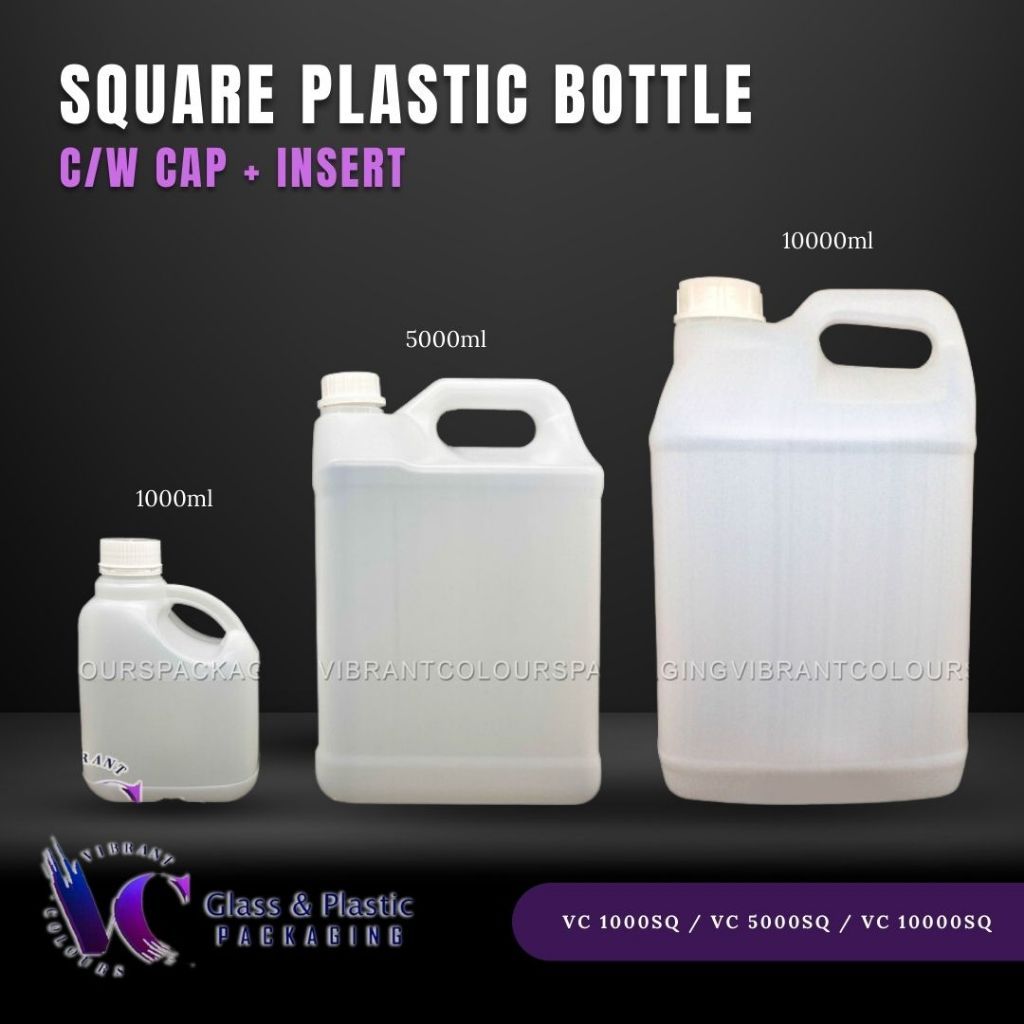 [NEW BOTTLE] 10L/5L/1L HDPE SQUARE PLASTIC BOTTLES WITH CAP & STOPPER 🔥 POST TODAY ! | Shopee ...