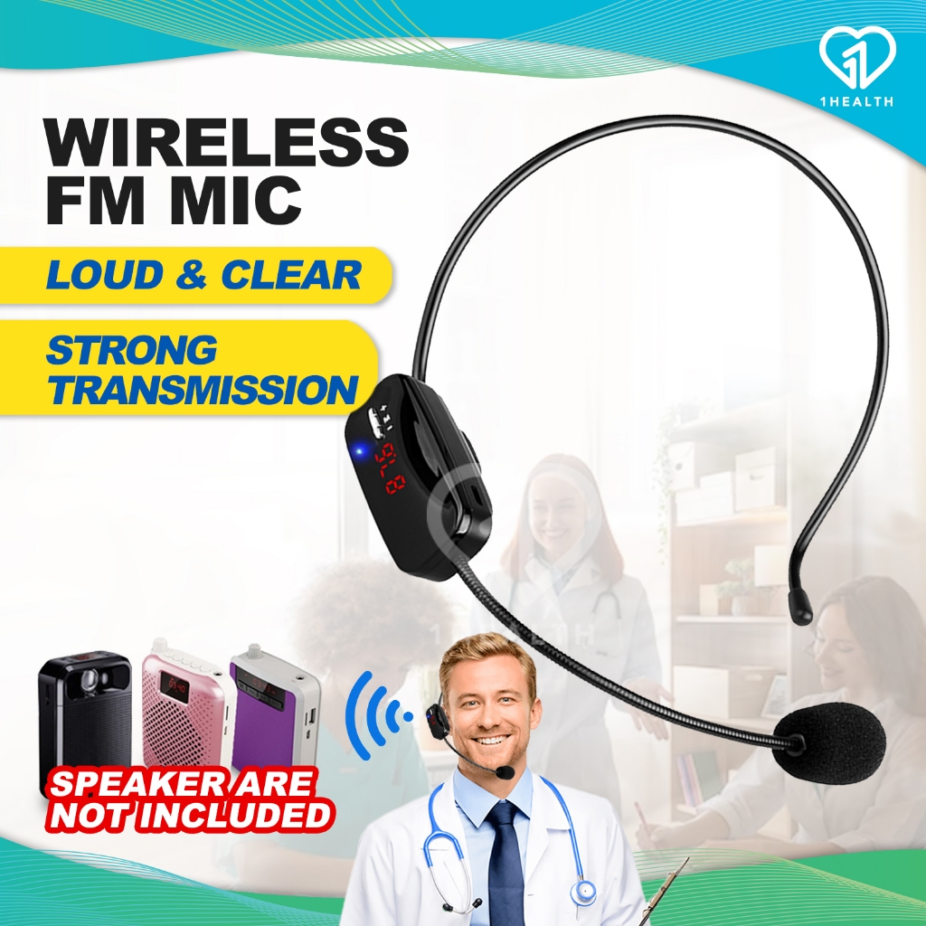 Rolton Universal Wireless FM Headset Microphone | Radio FM Pairing for ...