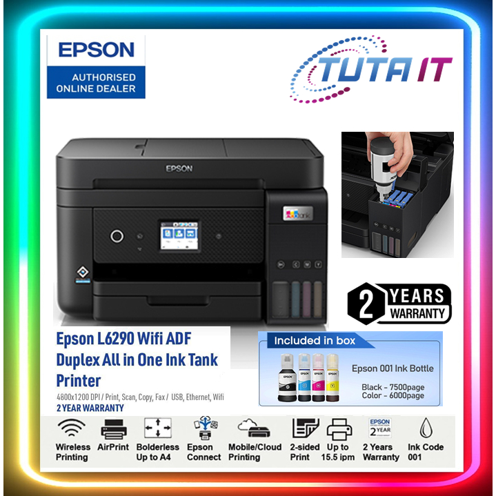 Epson EcoTank L6290 / L6190 A4 Wi-Fi Duplex All-in-One Ink Tank Printer with ADF (C11CJ60502 ...