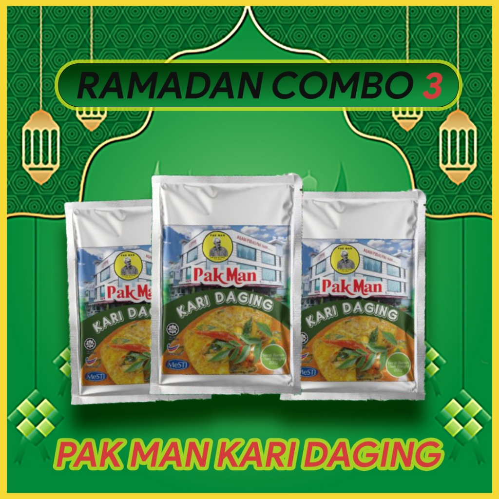 (Ramadan Combo 3 packs) Pes Kari Daging Pak Man | Shopee Malaysia
