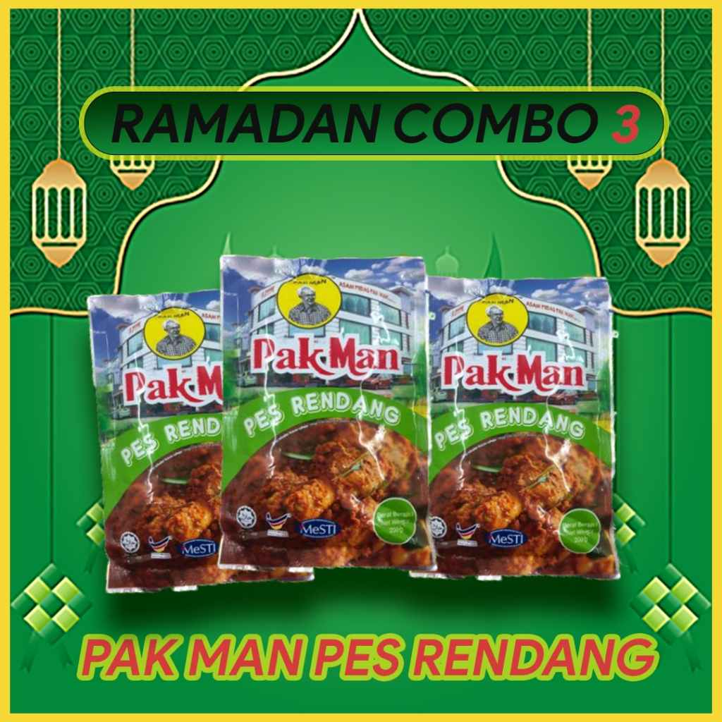 (Ramadan Combo 3 packs) Pes Rendang Pak Man | Shopee Malaysia