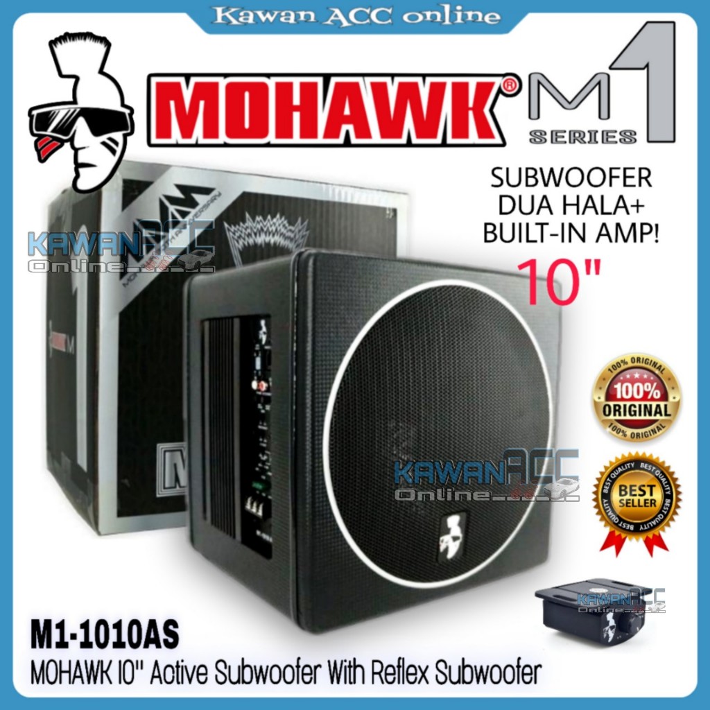 MOHAWK Silver 10" inch Active Subwoofer With Reflex Sub Woofer M1 ...