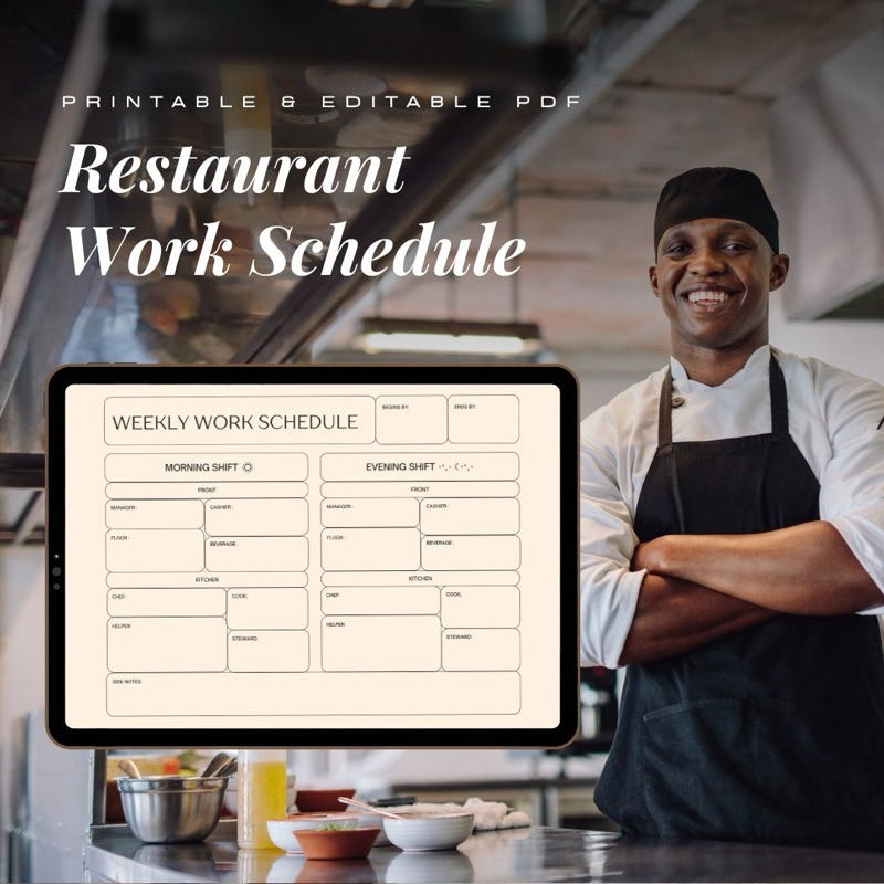 [PDF][Editable][Printable] Restaurant Work Schedule | Shopee Malaysia