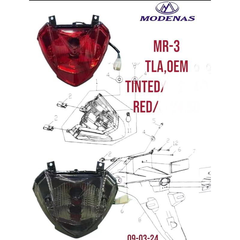 Modenas MR3 Tail Lamp Lampu Belakang Red / Tinted Oem | Shopee Malaysia