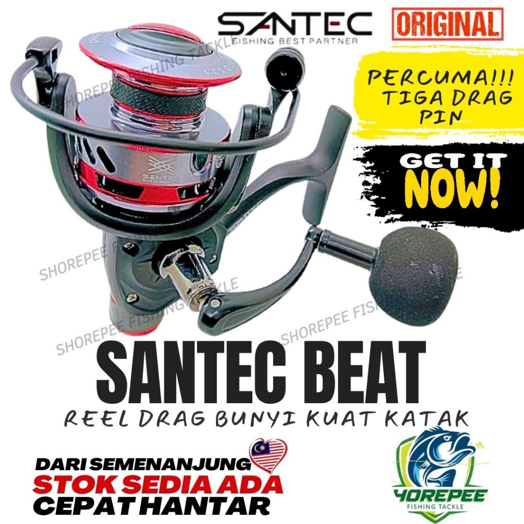 SANTEC BEAT FISHING REEL MESIN DRAG BUNYI KUAT KATAK | Shopee Malaysia