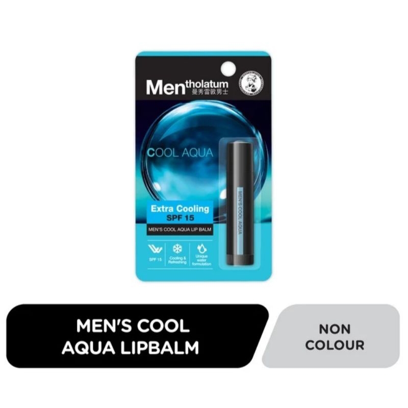 Mentholatum Men's Cool Aqua Extra Cooling Lipbalm SPF 15 ( 07 / 26) | Shopee Malaysia