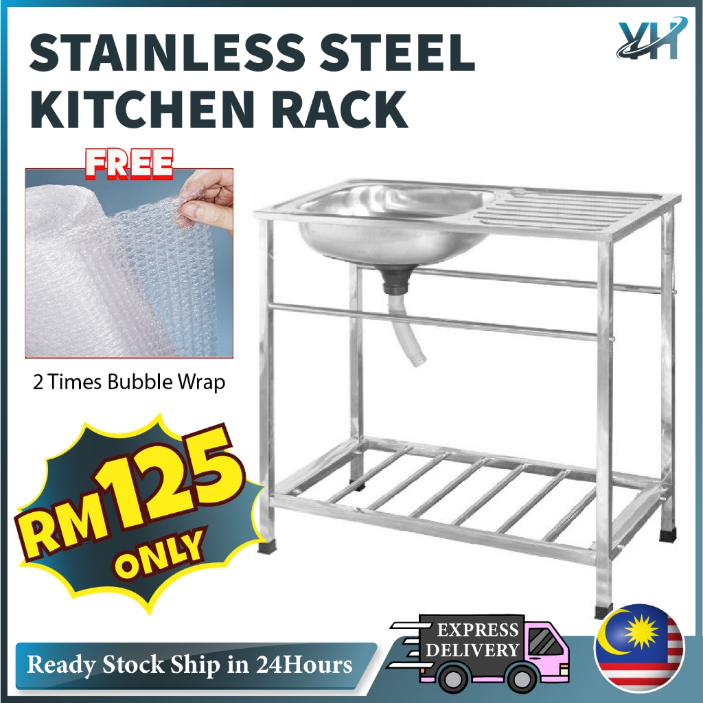 Rak Sinki Dapur Stainless Steel Kitchen Sink Rack / Sink Stand Complete ...