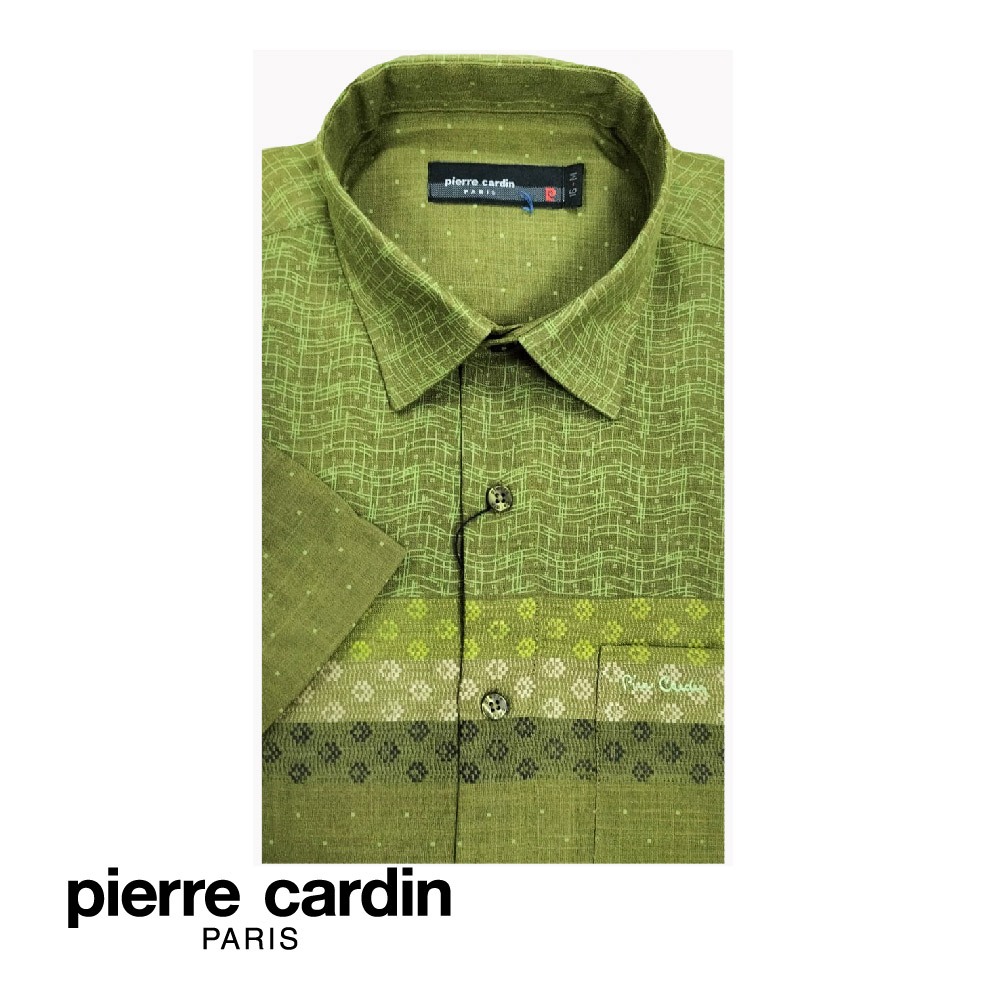 PIERRE CARDIN MENS SHORT SLEEVE LINEN LOOK STYLE SHIRT WITH POCKET ...