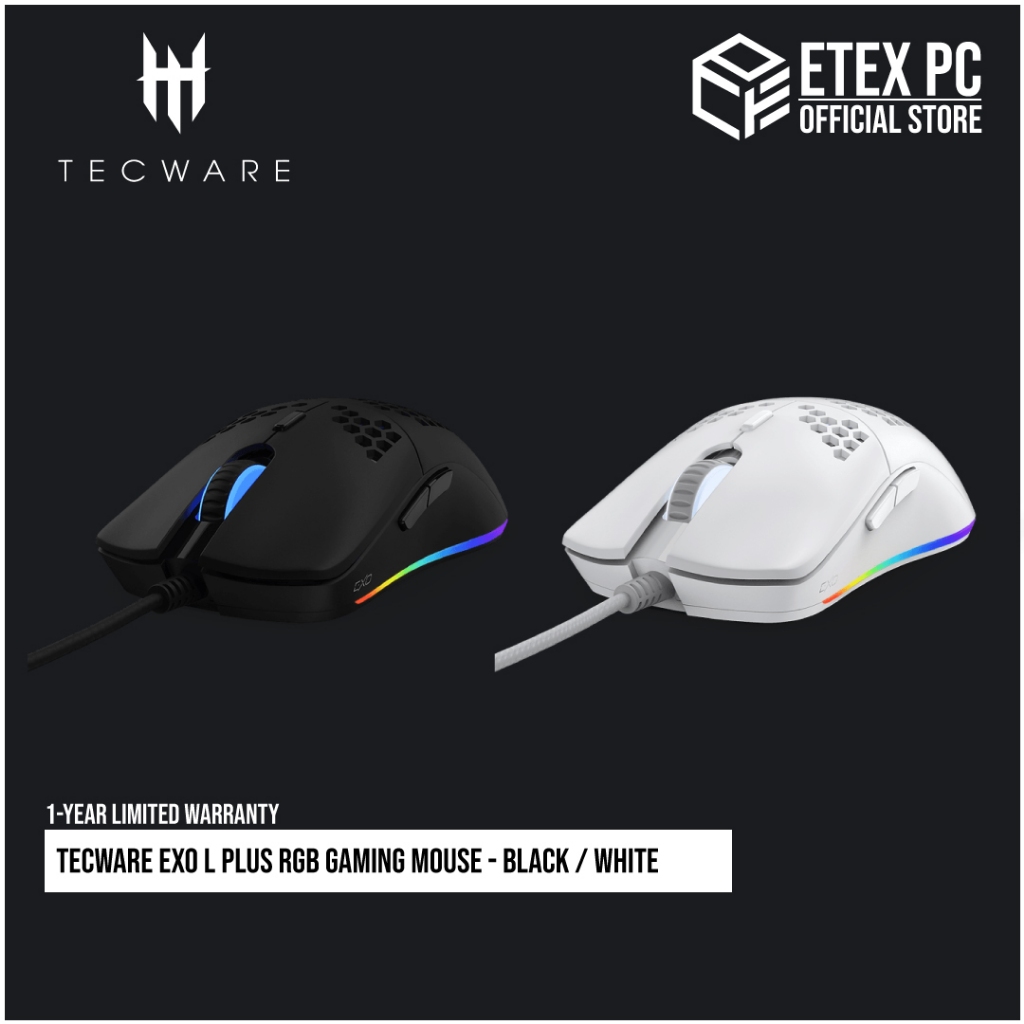 Tecware EXO L Plus RGB Gaming Mouse - Black / White # TWAC-EXOLP-BK ...