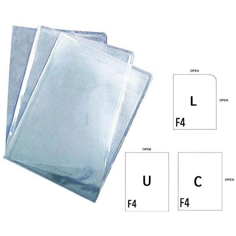 (24PCS) F4 PVC Clear Folder Transparent Plastic File Holder L Shape | U Shape | C Shape X 24PCS ...
