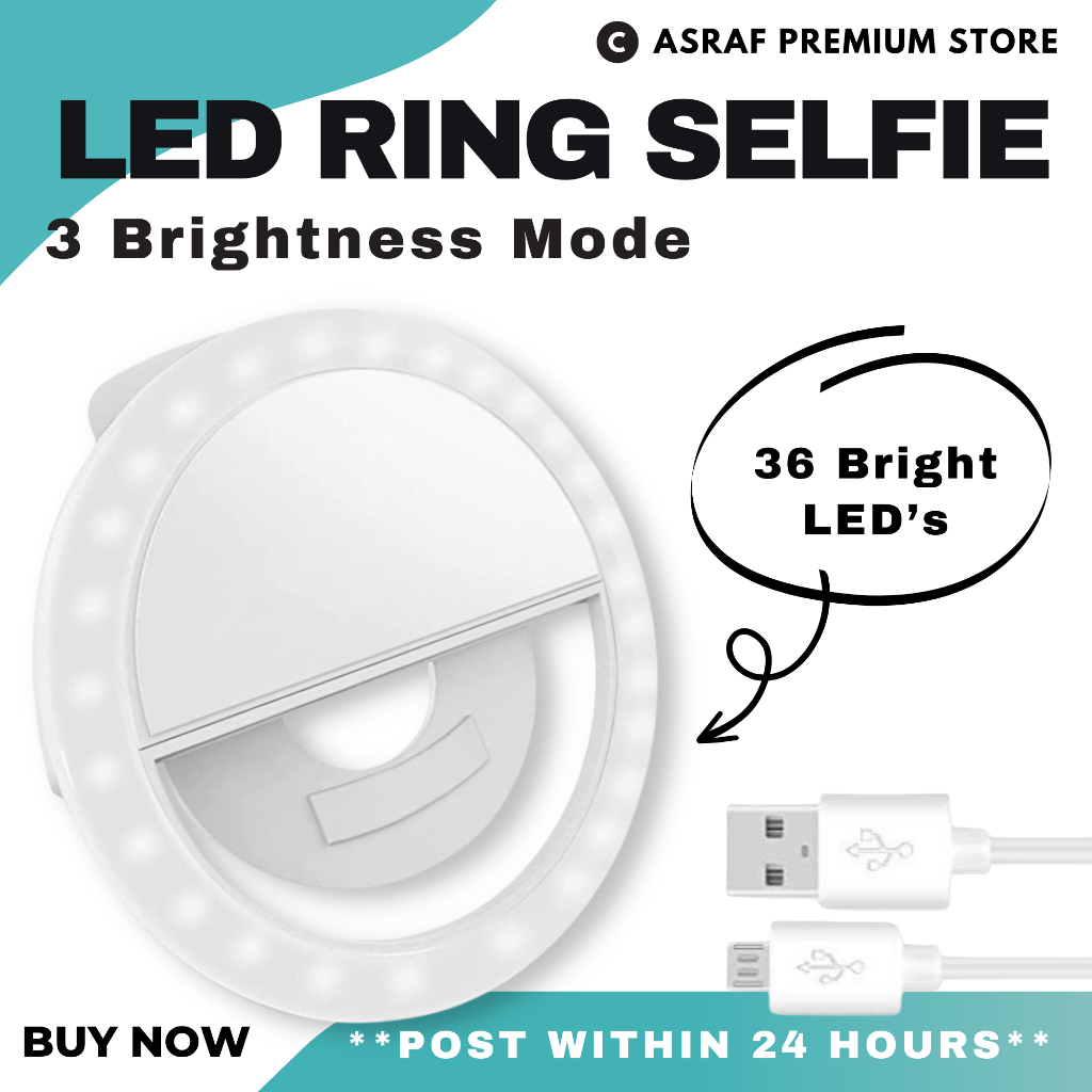 [Post 24H] Rechargeable Selfie Ring Light USB Charging LED 3 Level ...