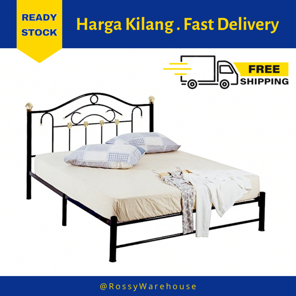 Simple Queen Bed Metal Bed Frame / Double Bed /Katil Besi / Katil Queen ...