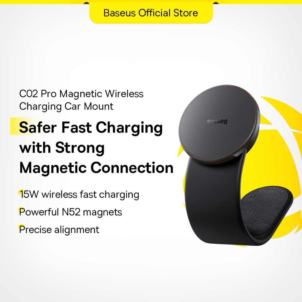Baseus C02 Pro 15W Magnetic Wireless Charging Car Phone Holder Stand ...
