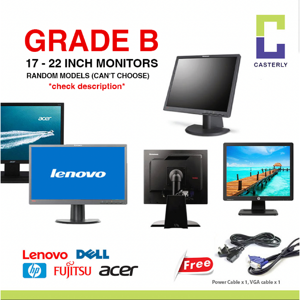GRADE B [18 19 20 22 23 24 25] Wide / Square monitors *VGA ONLY* cctv ...