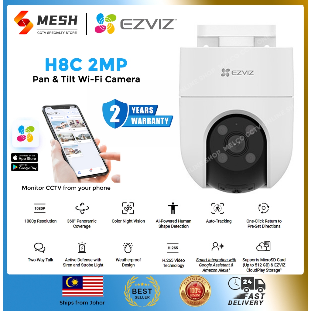 Ezviz H8C Pan & Tilt Rotate 360° Outdoor Smart Color Night Vision Two ...