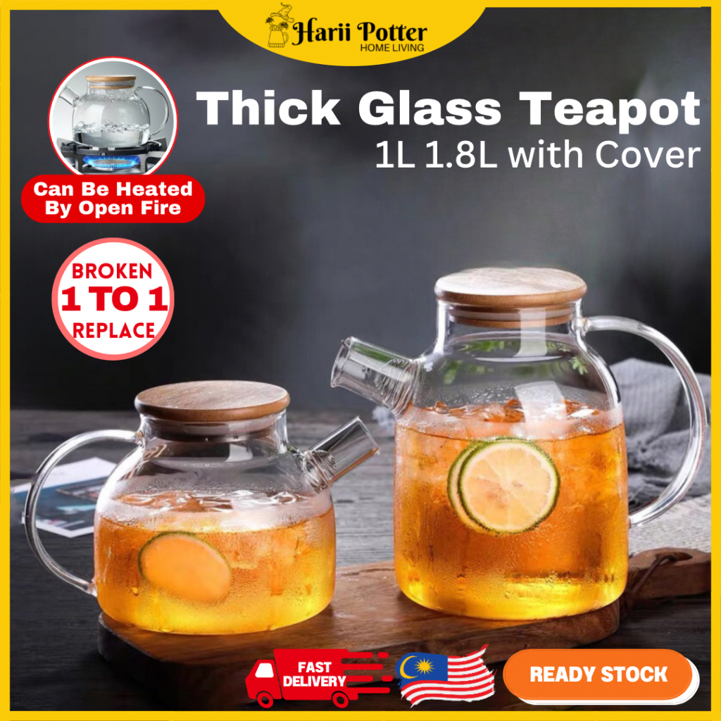 Tea Pot Glass Teapot Hot Teko Air Panas Teko Kaca Tahan Panas Jug Kaca ...