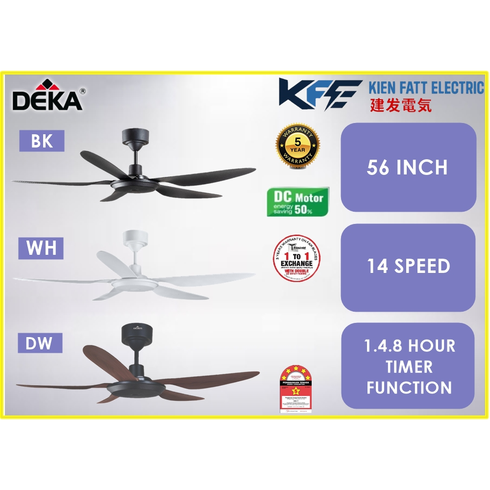 Deka 56" DC Motor Kronos Ceiling Fan F5DC (Black/White/ Dark Walnut ...