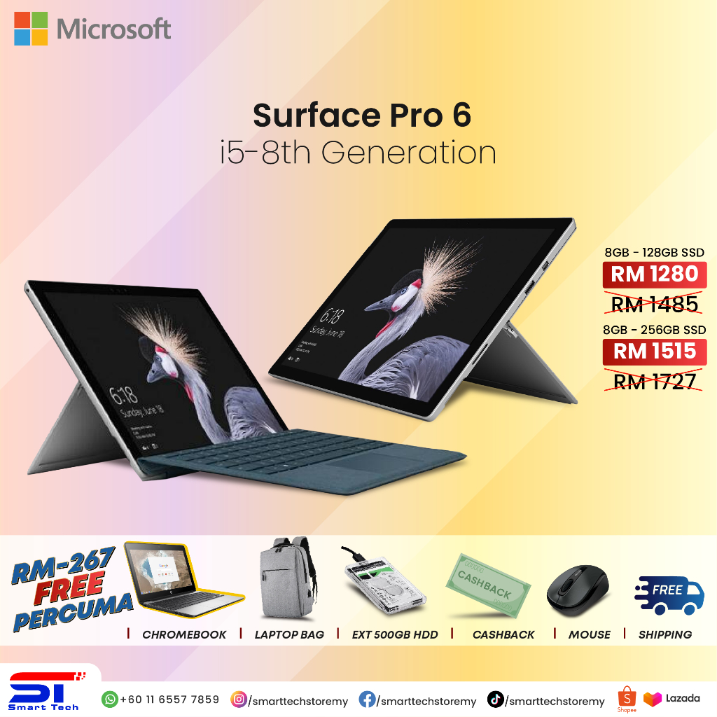 Microsoft Surface Pro 5 6 Laptops | Core i5 / 7th-8th Gen | 8GB Ram ...