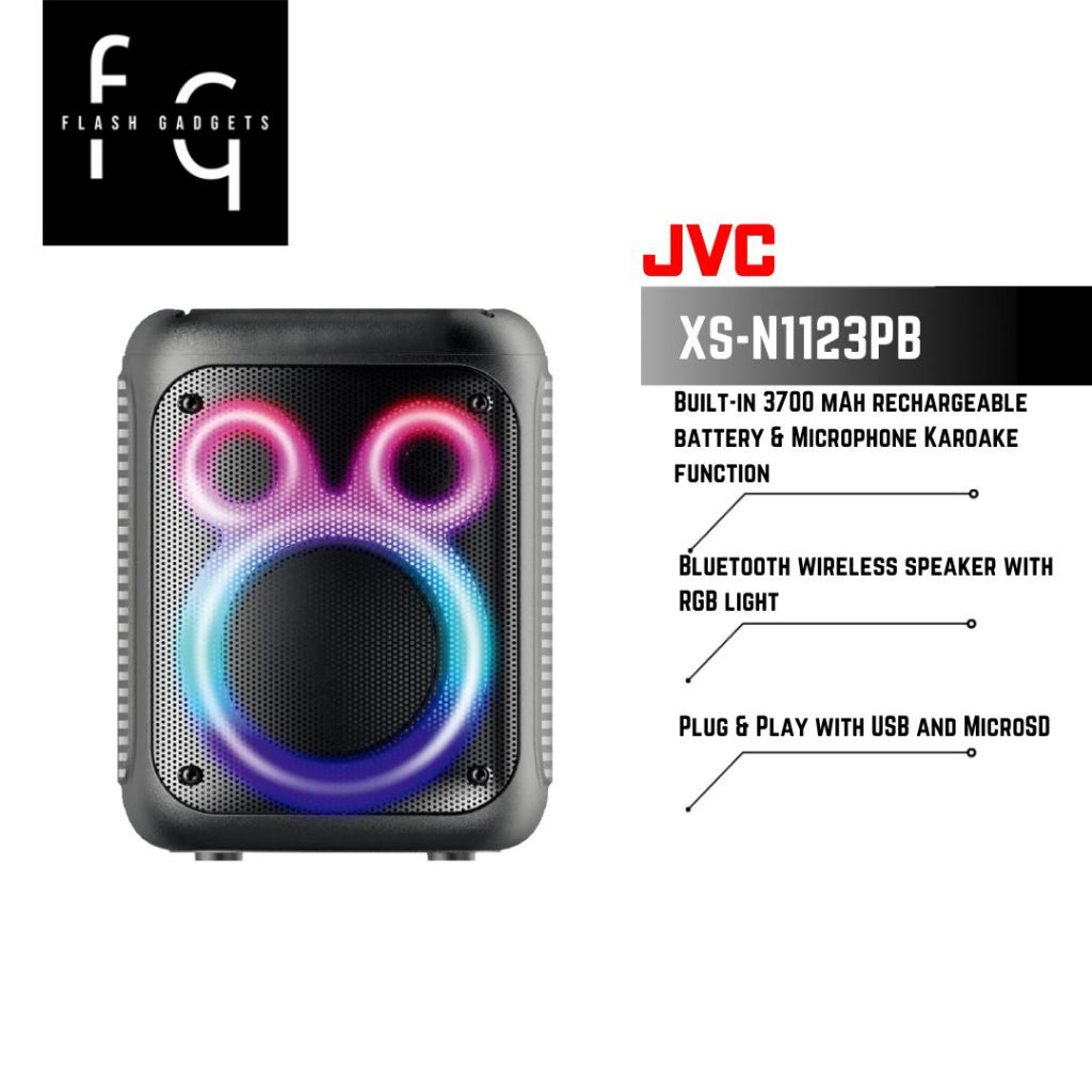 JVC XS-N1123PB Bluetooth Wireless Party Speaker with RGB Light I 1 Year ...