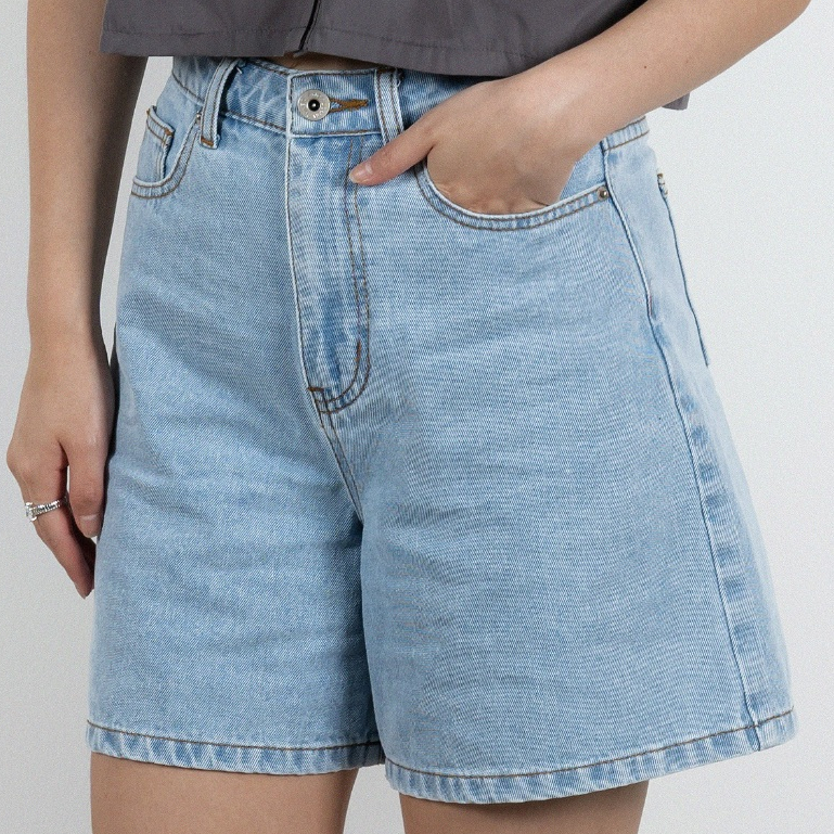 SHOPLOOOH Mid Length Denim Shorts (Denim) | Shopee Malaysia