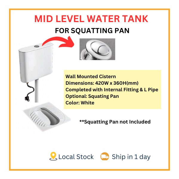 Premium Wall Mounted Ceramic Water Tank Cistern for Squatting Pan with ...