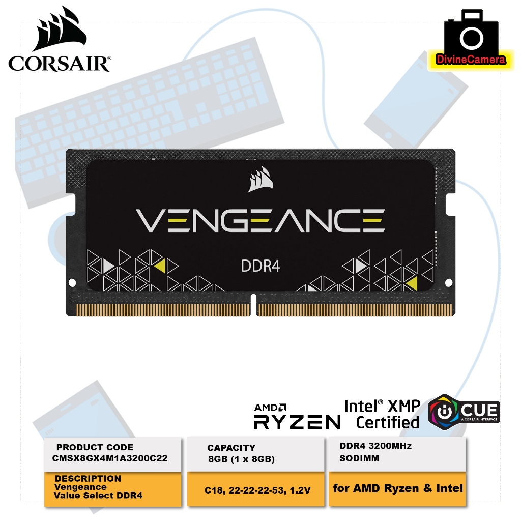Corsair VENGEANCE Performance Memory Kit 8GB/16GB/32GB DDR4 3200 CL22 Unbuffered SODIMM Memory ...