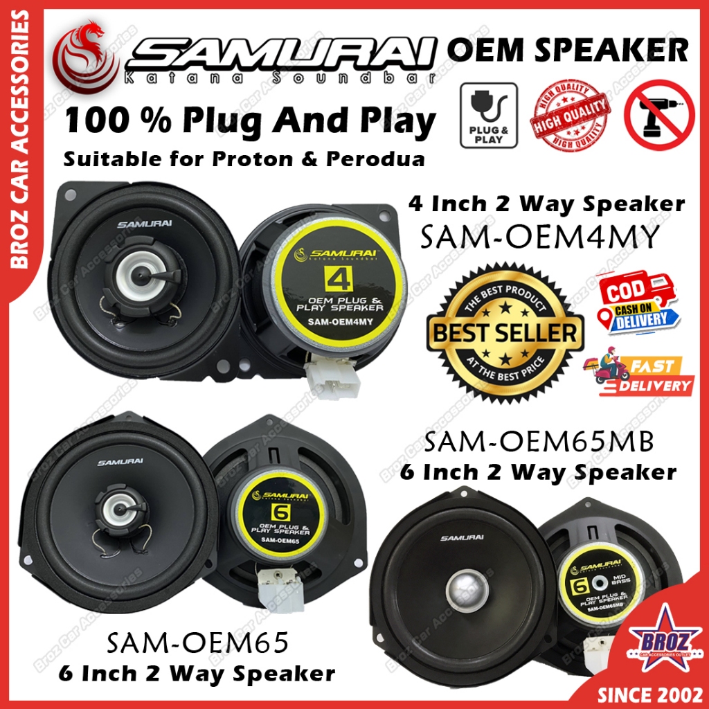 SAMURAI KATANA Plug and Play Front or Rear OEM Car Speaker Kereta Speker Audio For Proton ...