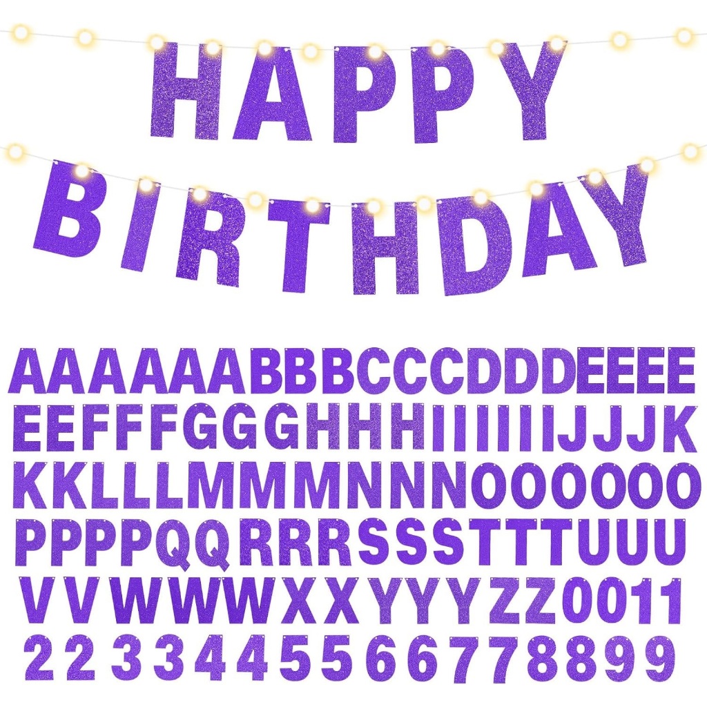 Customize Banner Purple Alphabet Letter DIY Glitter Customise Banner ...