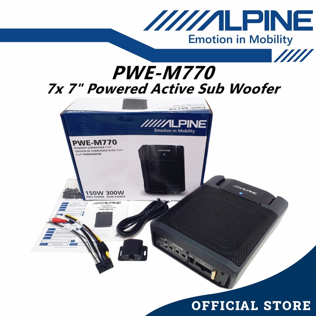 ALPINE PWE M77 UNDERSEAT SUBWOOFER ACTIVE POWERED SUBWOOFER (300W/7X7 ...