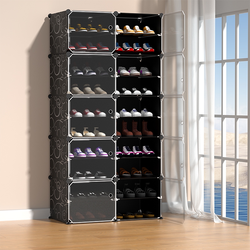 Shoe Rack With Door Rak Kasut Bertutup Storage Box Stackable Shoe Box ...