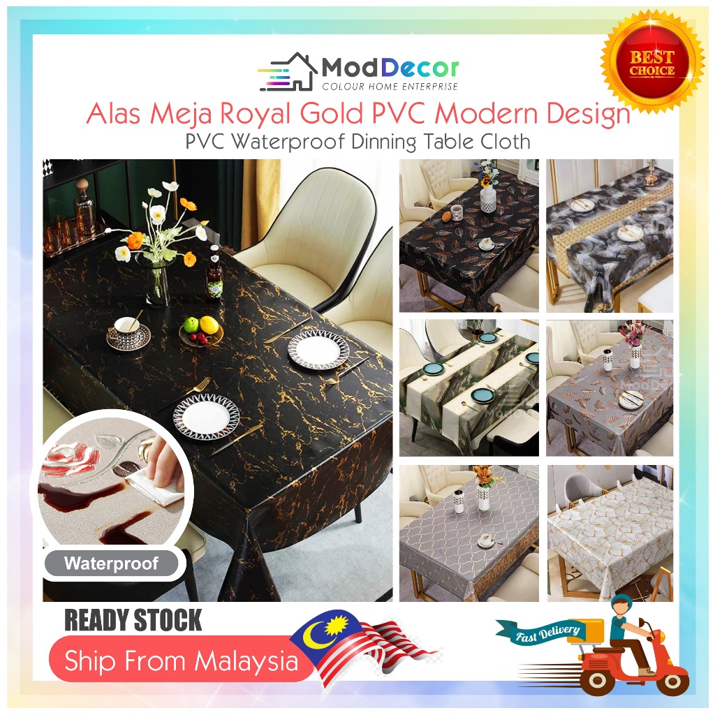 READY STOCK NEW💥 Alas Meja Moden Design Korea Royal Gold Plastic PVC ...