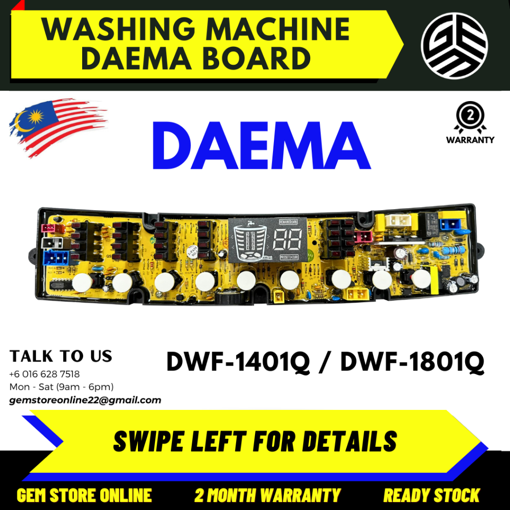 DWF-1401Q / DWF-1801Q DAEMA Washing Machine PCB Board / Board Mesin ...